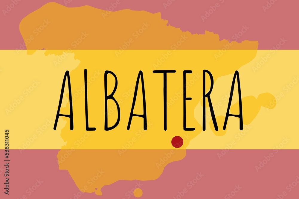 Albatera: Illustration mit dem Namen der spanischen Stadt Albatera ...