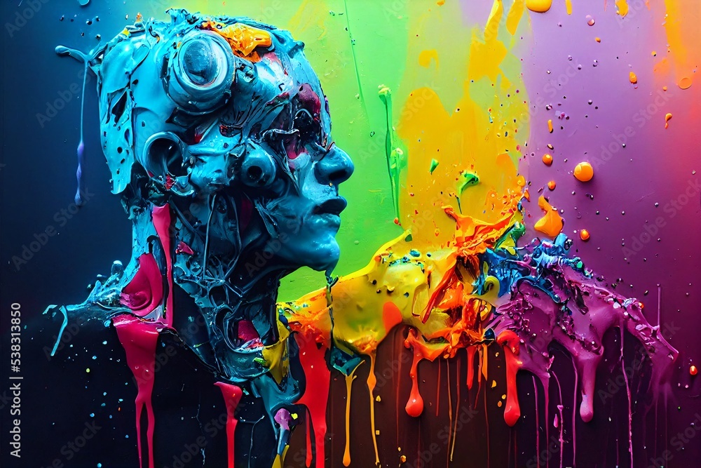 liquid colors, crazy man coated with rainbow oil paint, creative ideas ...