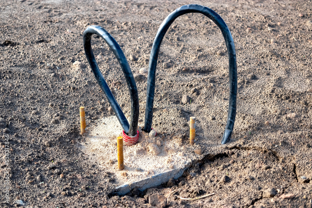 The ends of the electrical cable in the trench. electrical cable ...