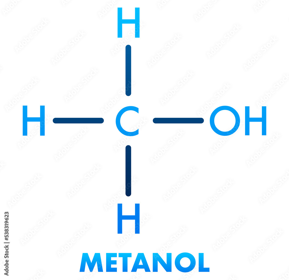 Methanol concept chemical formula icon label, text font vector ...