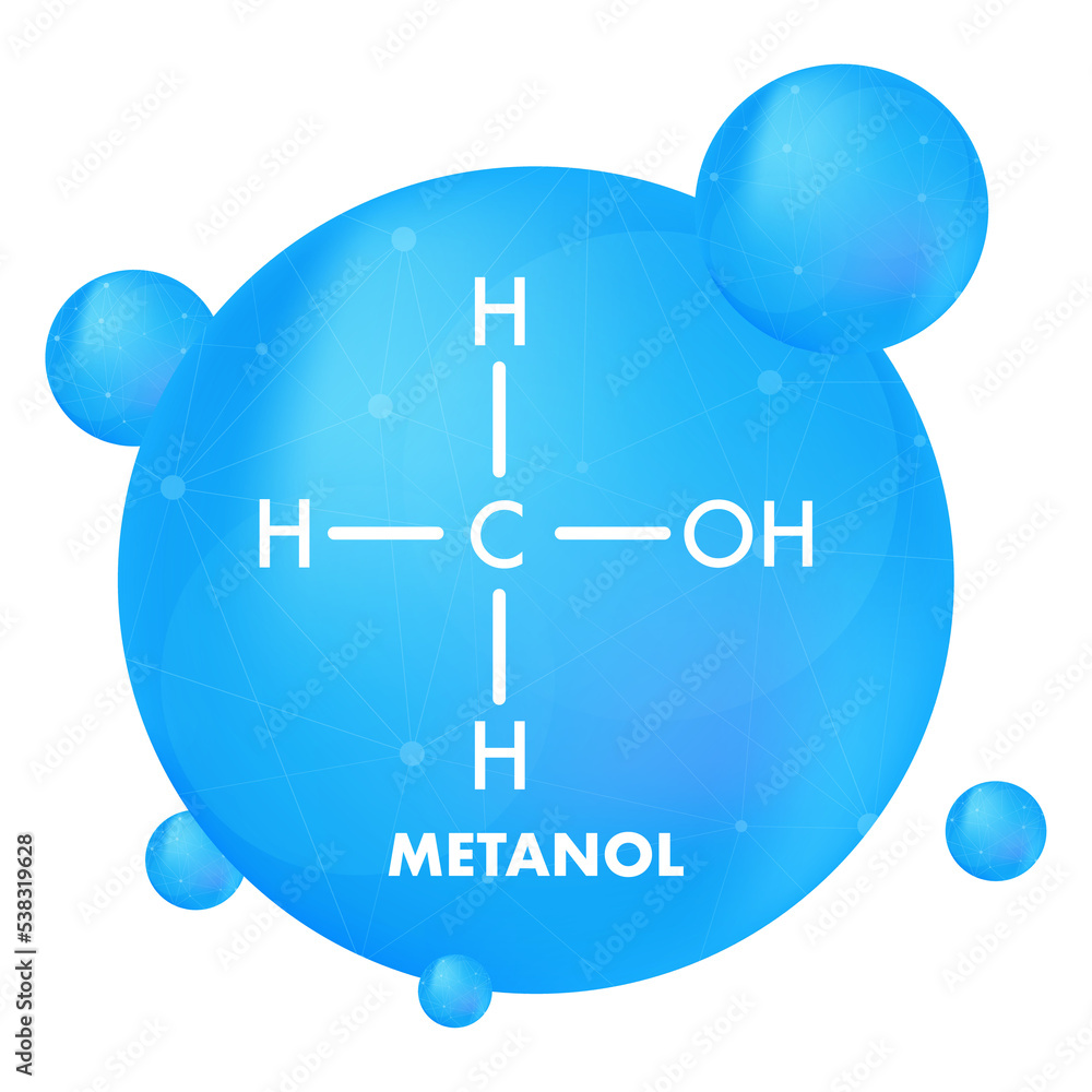 Methanol concept chemical formula icon label, text font vector ...