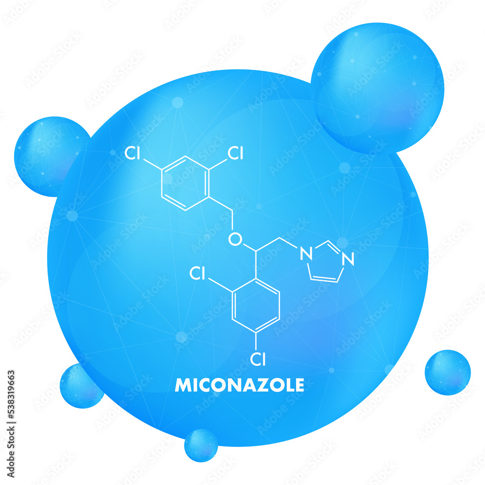 Miconazole concept chemical formula icon label, text font vector ...