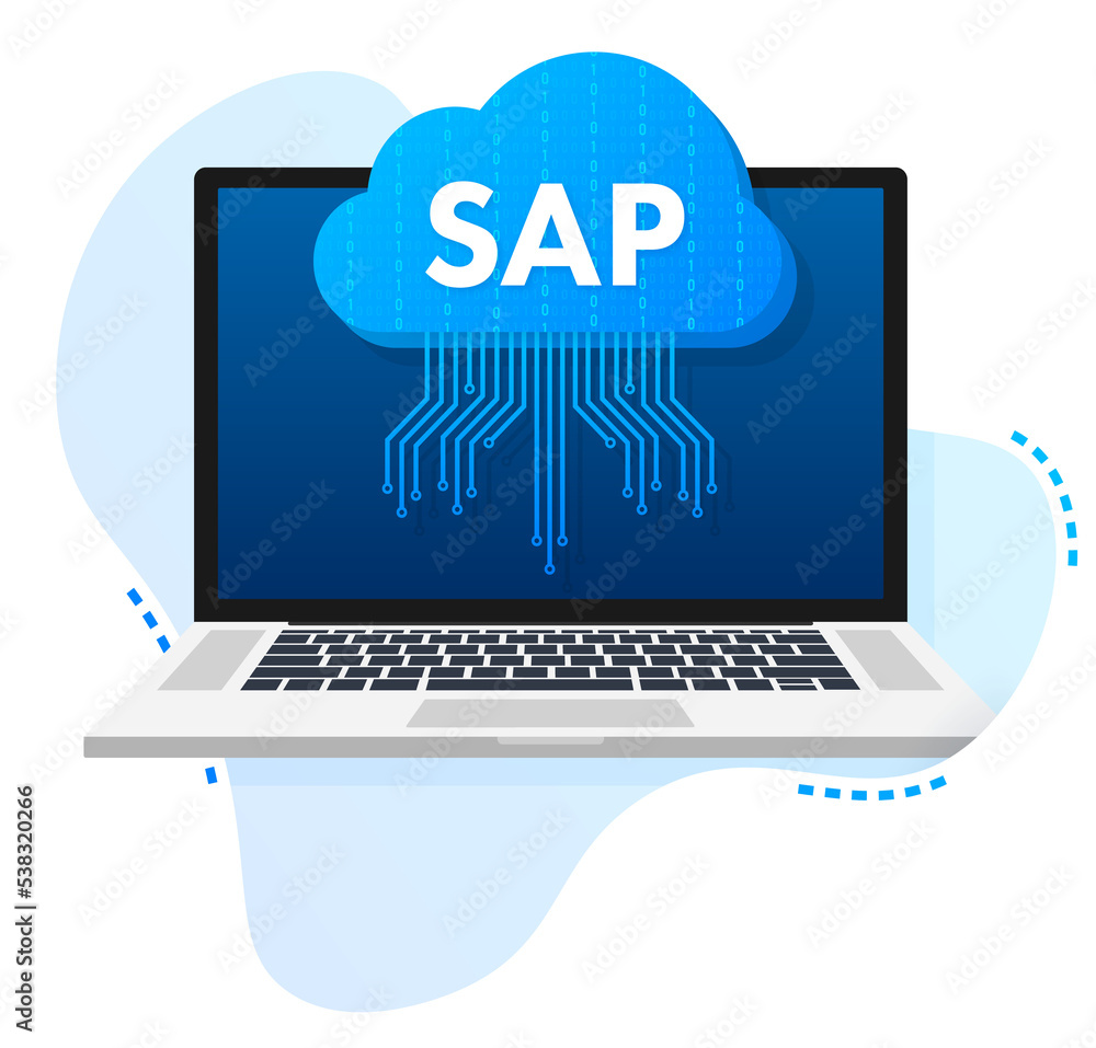 SAP Business process automation software. Cloud software. Vector stock ...