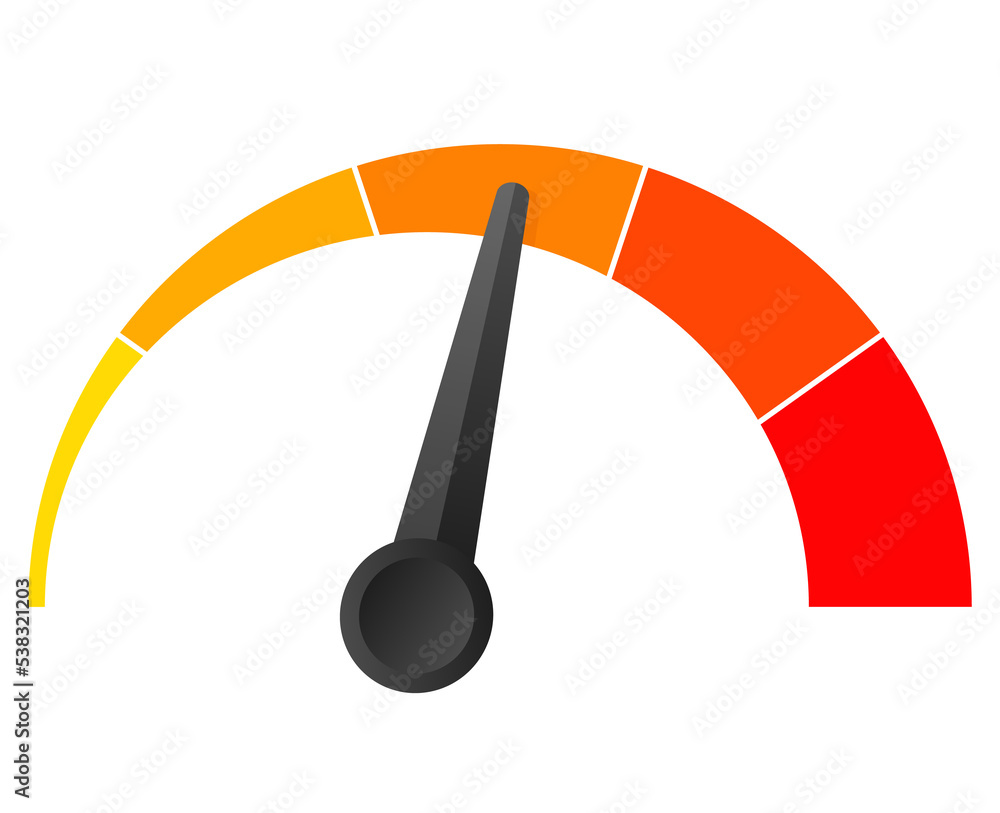 Round temperature gauge, isolated on white background. Colored ...