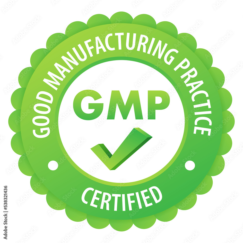 GMP - Good Manufacturing Practice certified round stamp, label. Vector ...