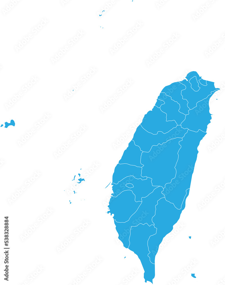 taiwan map. High detailed blue map of taiwan on transparent background ...