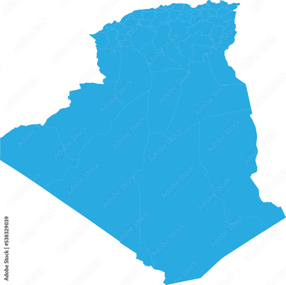 algeria map. High detailed blue map of algeria on transparent ...