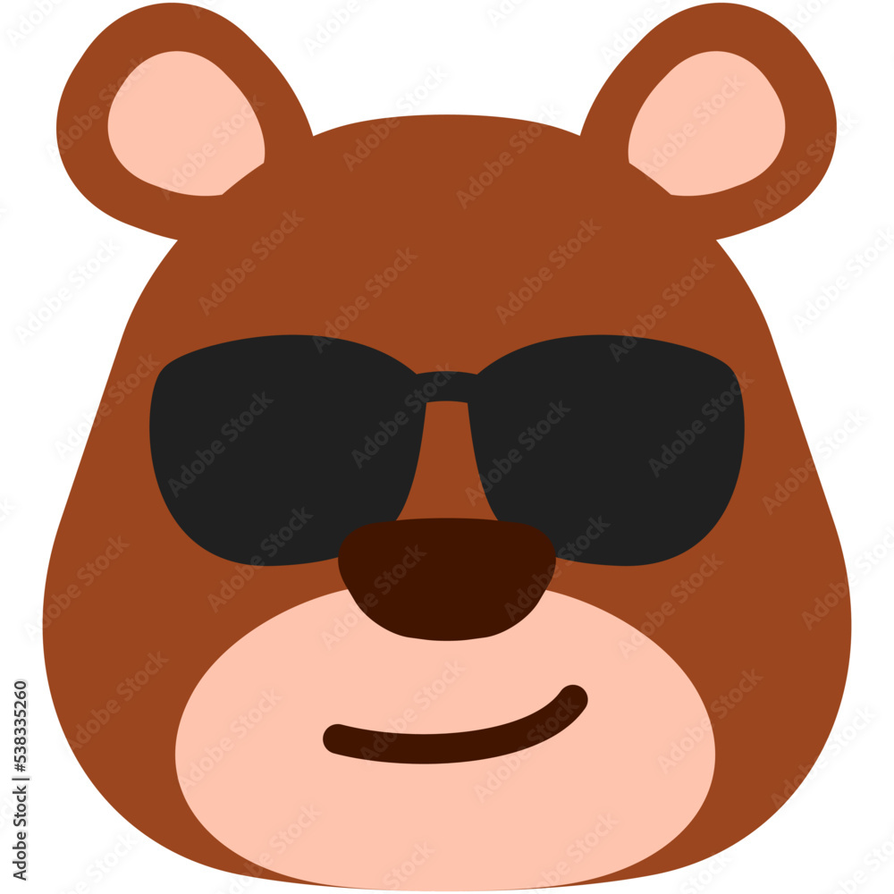 Cool bear emoji. Cute teddy bear face Stock Vector | Adobe Stock