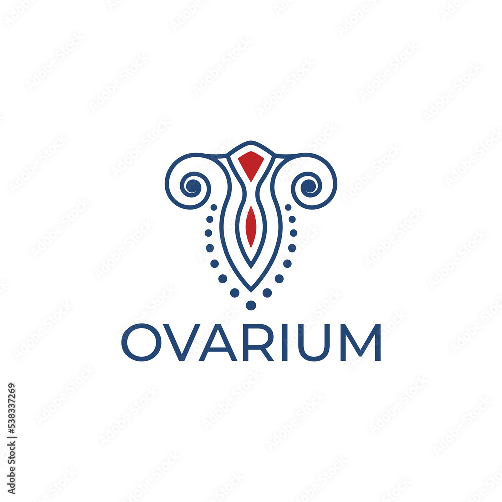 The logo of a pair of female reproductive organs with a spiral line ...