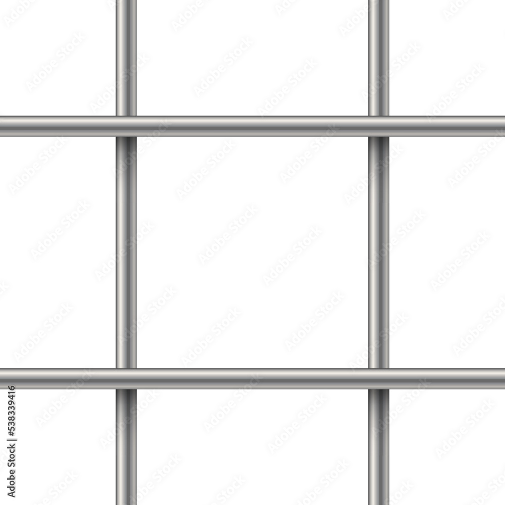 3d seamless prison cage vector illustration. Realistic metal jail bars ...