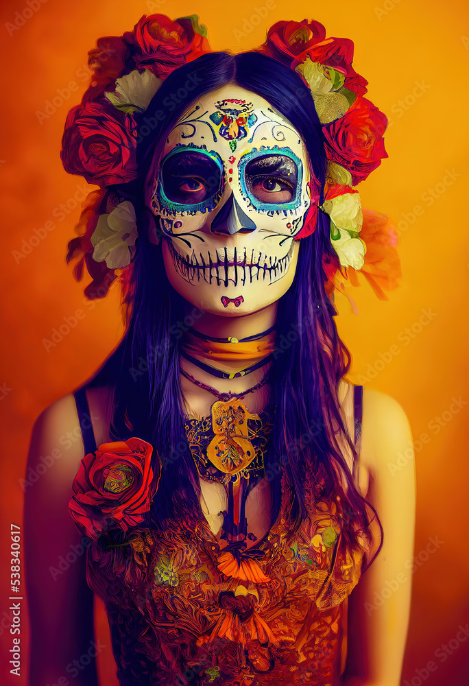 Dia de los Muerte La Catrina Mexiko 3D Rendering AI Digital ...