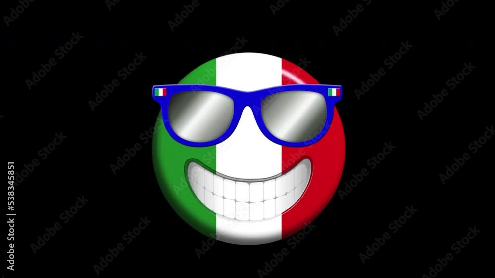 Italy.Animation of smiling face with italian flag isolated by the Alpha ...