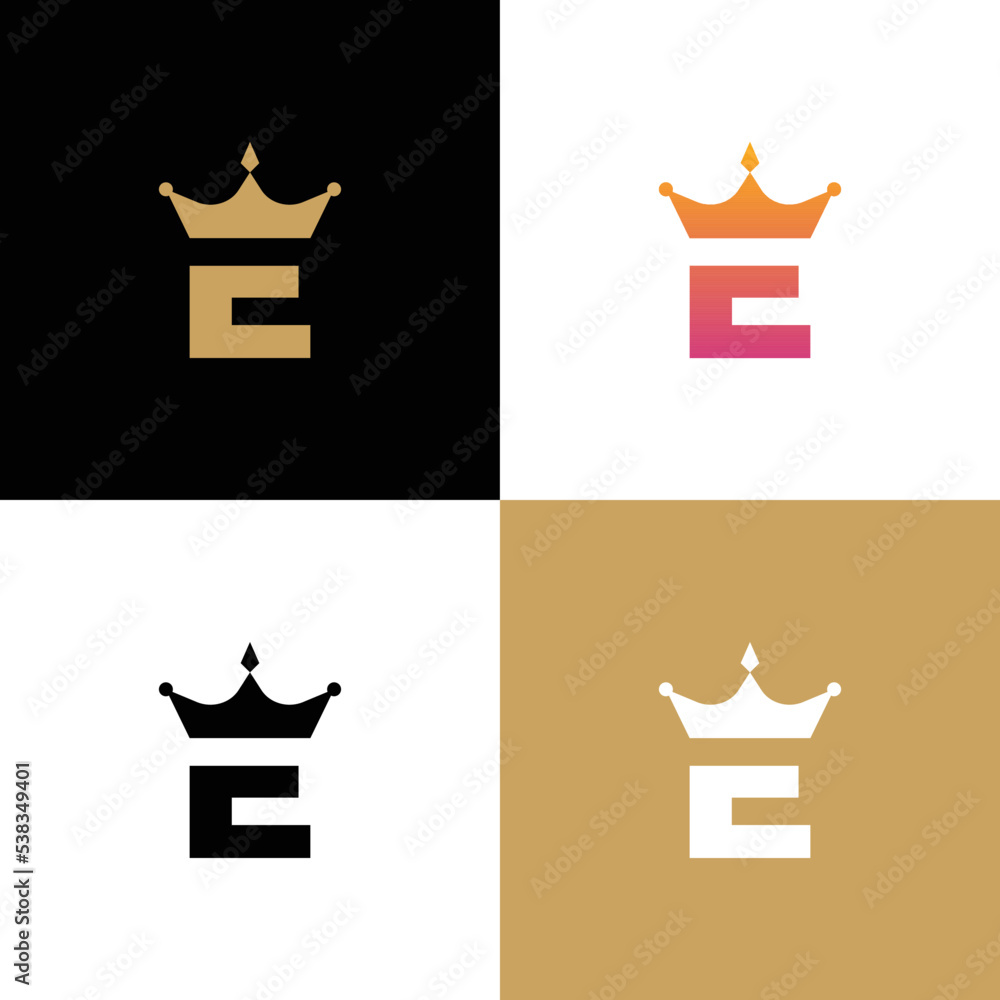 Letter E crown monogram modern creative logo design concept vector icon ...