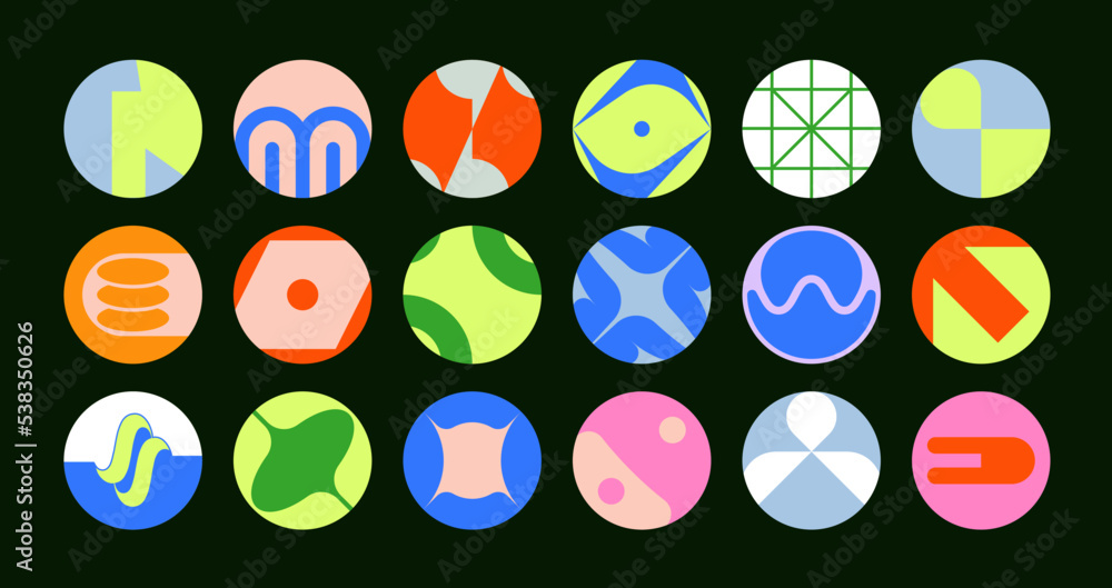 Cover icons for saved stories for social media. Vector set of strict ...