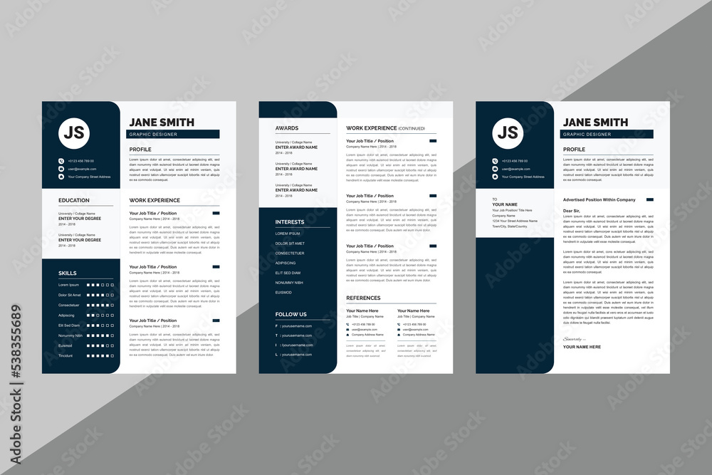 Resume Template Design Stock Vector | Adobe Stock