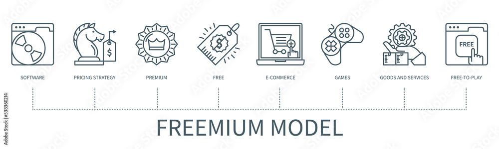 Freemium model vector infographic in minimal outline style Stock Vector ...
