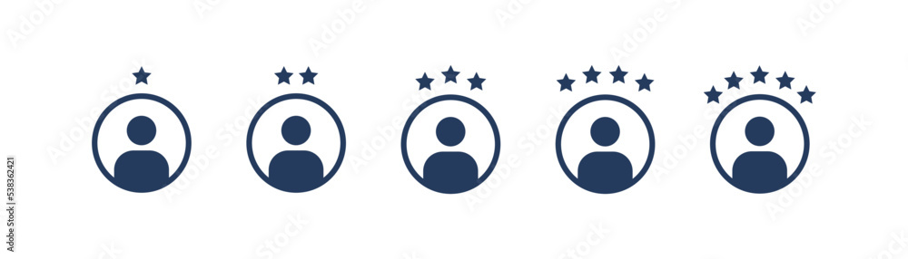 Customer experience vector icon . 1 to 5 star satisfaction rating ...