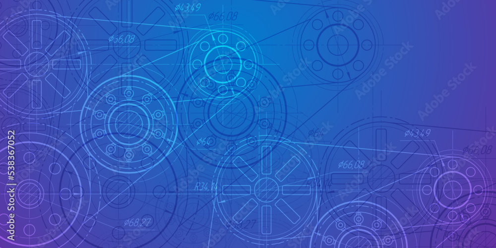 Mechanical Engineering background .Rotating gears.Technology banner ...
