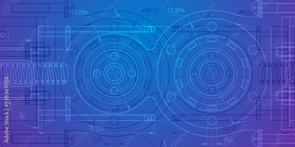 Mechanical Engineering background .Rotating gears.Technology banner ...