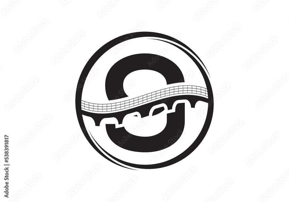 Initial 9 monogram letter alphabet with bridge sign. Abstract bridge ...