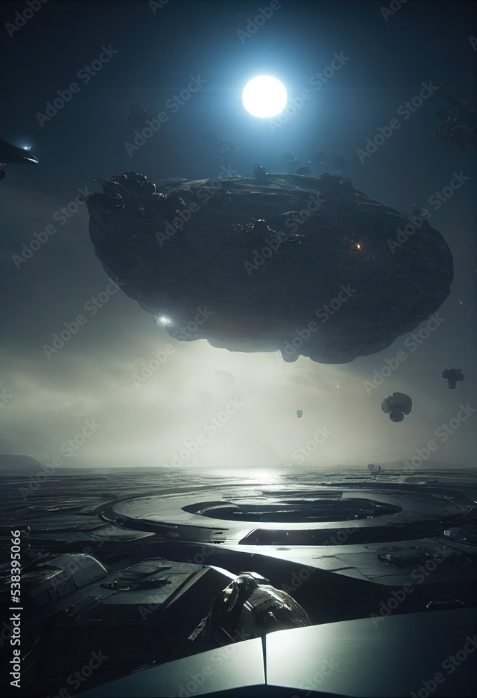 Alien Planet sci-fi outer space vertical wallpaper 3D Illustration with ...