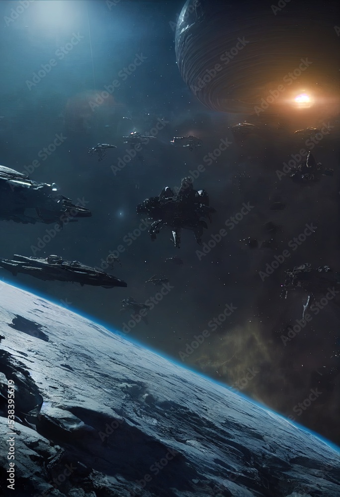 Alien Planet sci-fi outer space vertical wallpaper 3D Illustration with ...