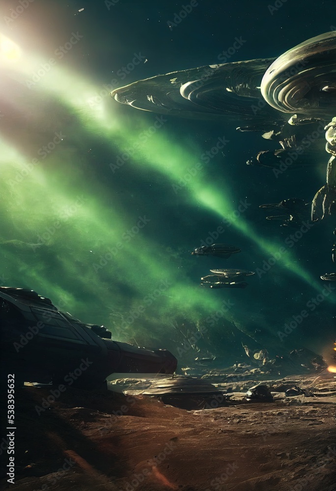 Alien Planet sci-fi outer space vertical wallpaper 3D Illustration with ...