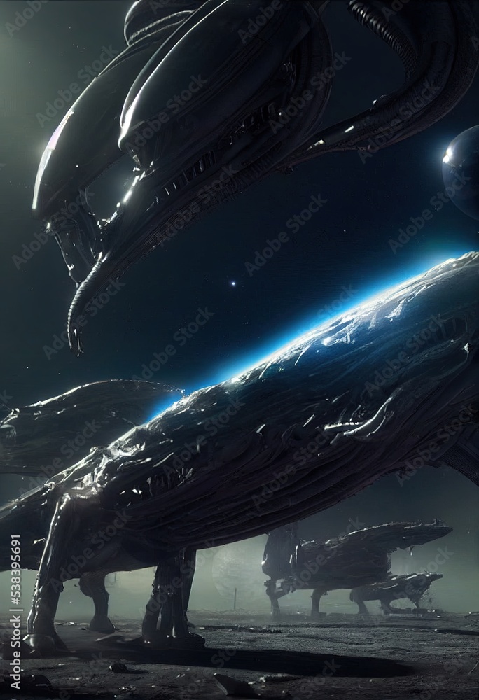 Ilustrace „Alien Planet sci-fi outer space vertical wallpaper 3D ...