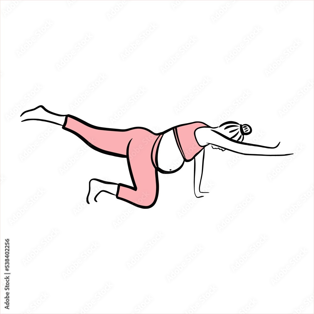 pregnant woman practices yoga. sport. bodypositive. pregnancy. Birth of ...