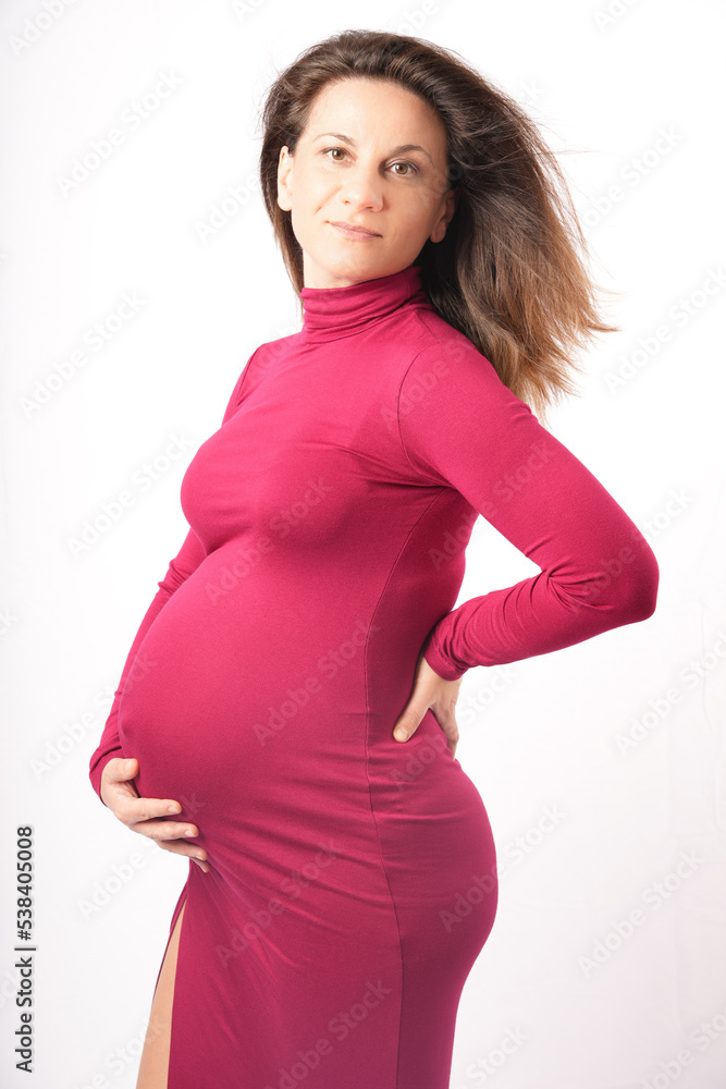 Confident beautiful Beautiful middle aged 30s-40s pregnant woman ...