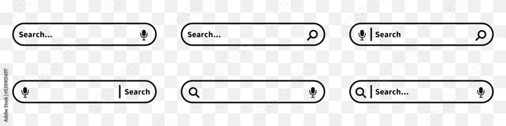 Search bar icon set on transparent background thin line style. Search ...