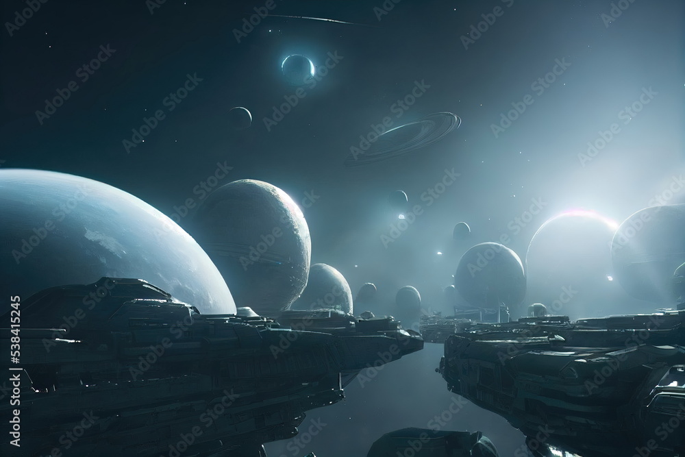 Alien Planet sci-fi outer space encounter wallpaper 3D Illustration ...