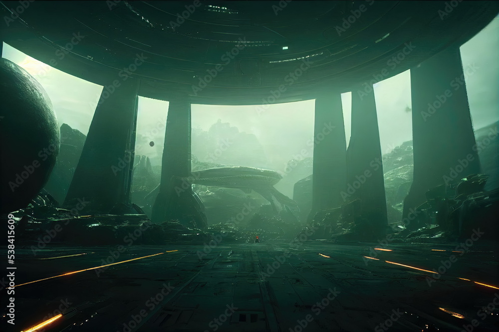 Alien Planet sci-fi outer space encounter wallpaper 3D Illustration ...