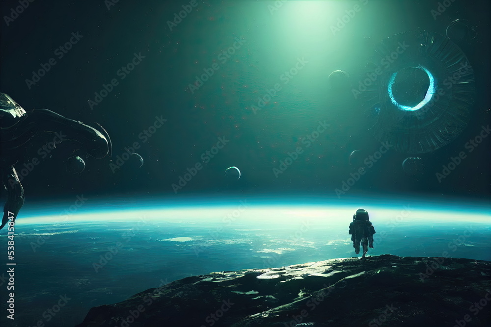 Alien Planet sci-fi outer space encounter wallpaper 3D Illustration ...