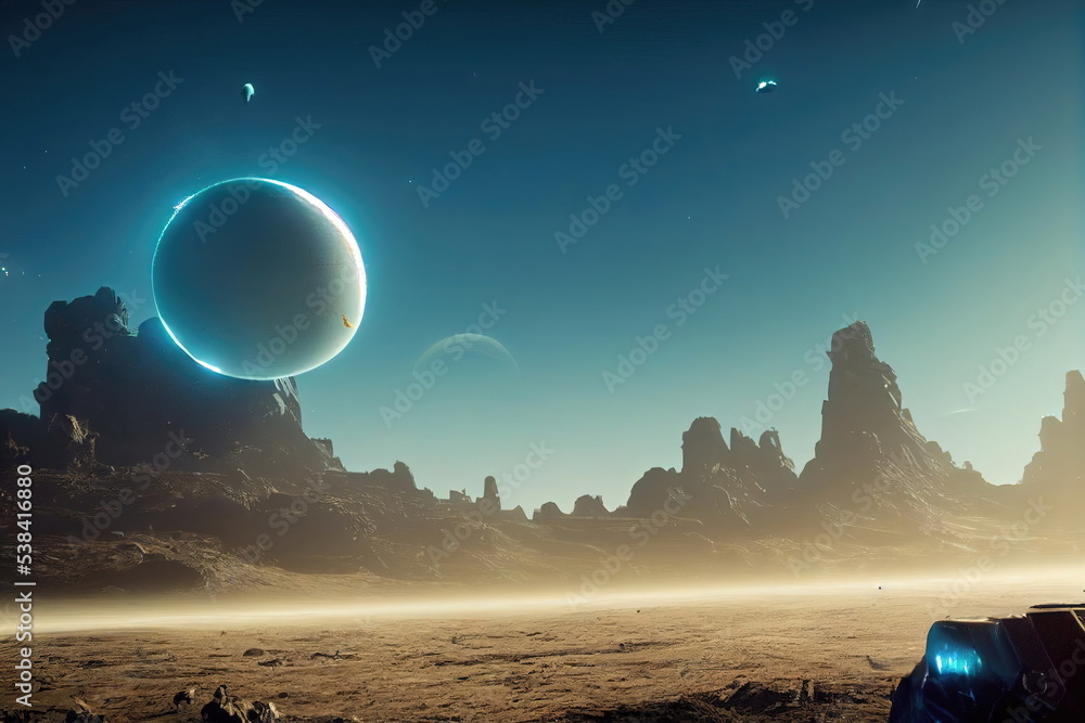 Alien Planet sci-fi outer space encounter wallpaper 3D Illustration ...