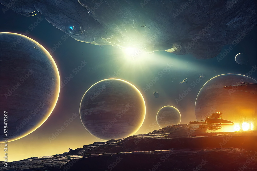 Alien Planet sci-fi outer space encounter wallpaper 3D Illustration ...