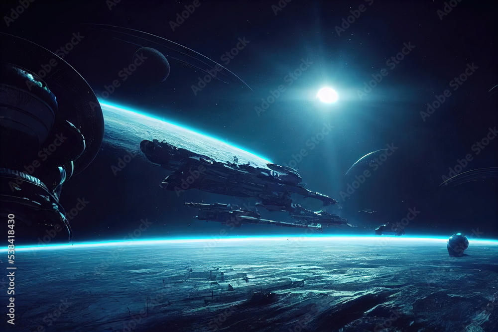 Alien Planet sci-fi outer space encounter wallpaper 3D Illustration ...