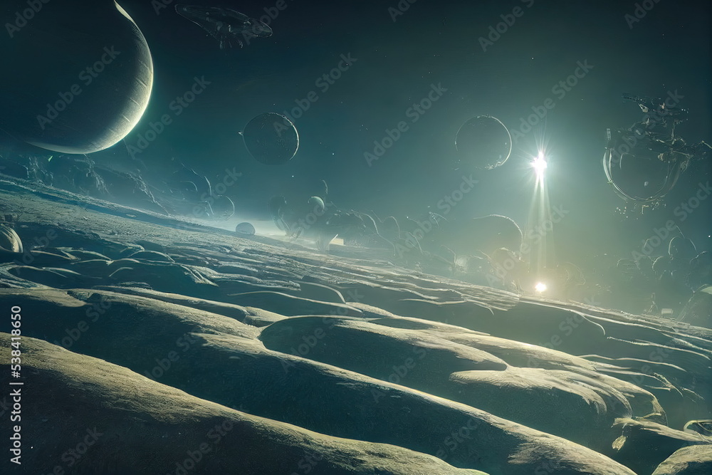 Alien Planet sci-fi outer space encounter wallpaper 3D Illustration ...