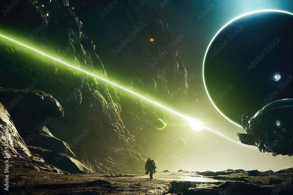 Alien Planet sci-fi outer space encounter wallpaper 3D Illustration ...