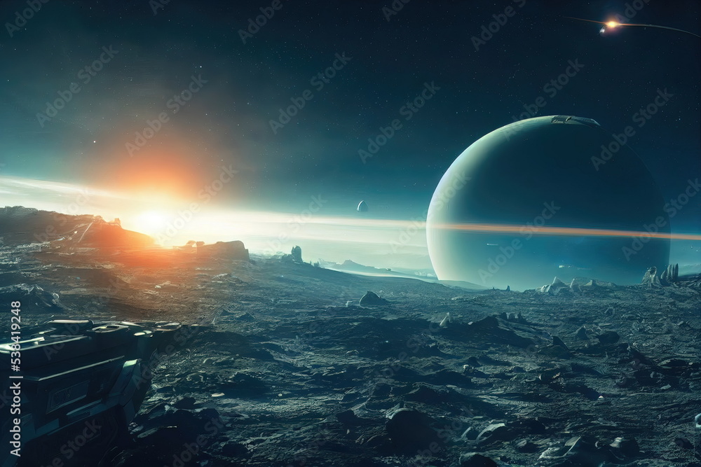Alien Planet sci-fi outer space encounter wallpaper 3D Illustration ...