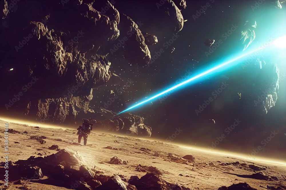 Alien Planet sci-fi outer space encounter wallpaper 3D Illustration ...