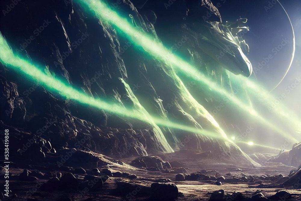 Alien Planet sci-fi outer space encounter wallpaper 3D Illustration ...