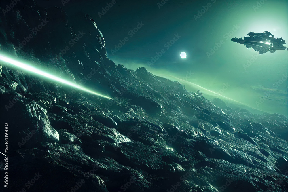 Alien Planet sci-fi outer space encounter wallpaper 3D Illustration ...