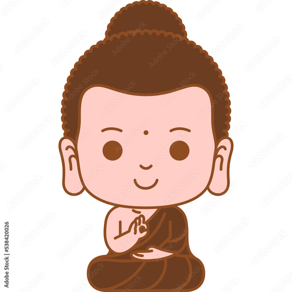 cute buddha cartoon meditating colored outline illustration for website ...