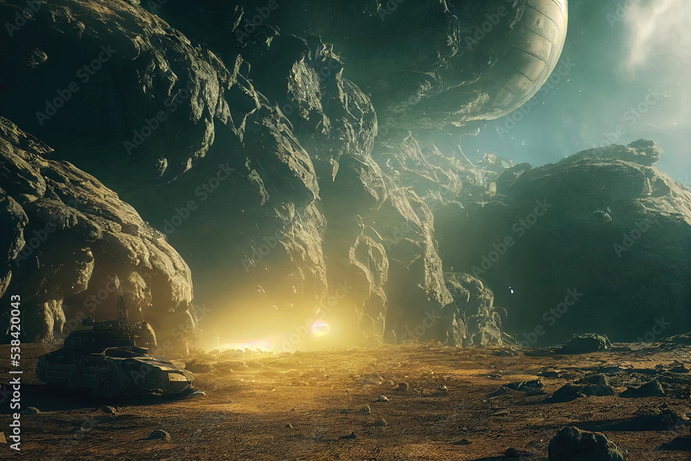 Alien Planet sci-fi outer space encounter wallpaper 3D Illustration ...