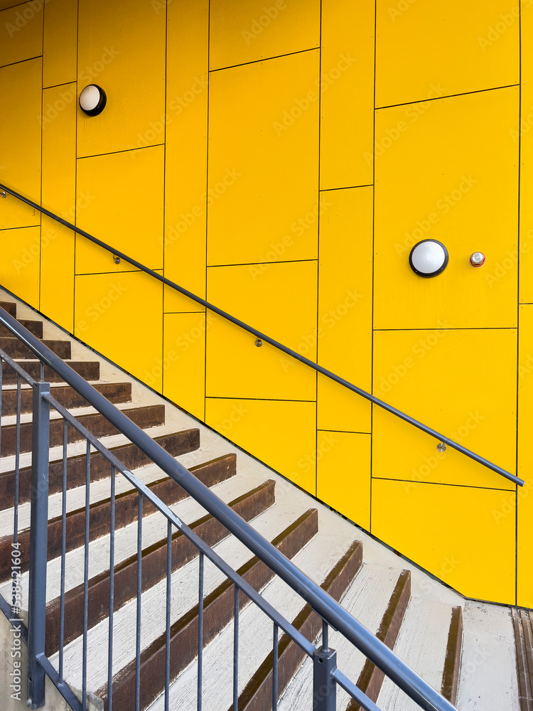 Yellow modern exterior stairs - stock photo Stock Photo | Adobe Stock