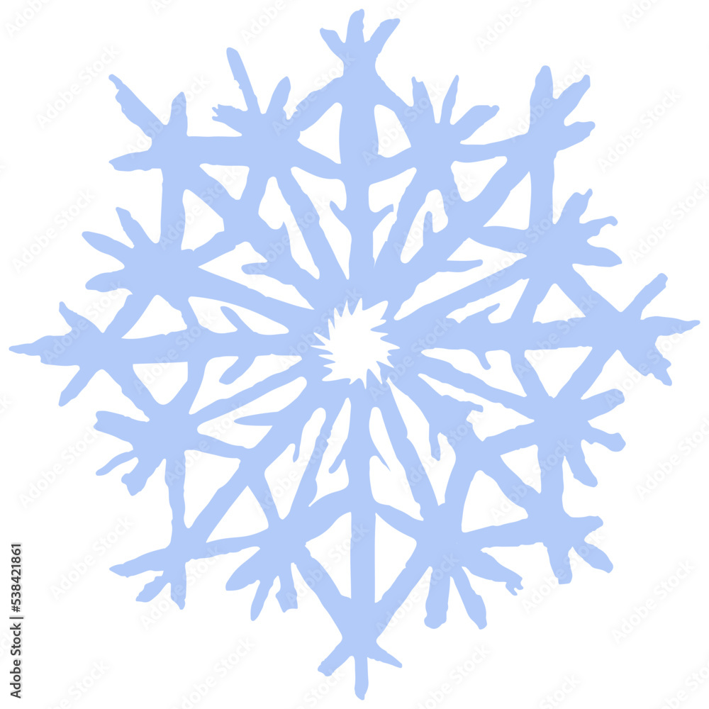 Hand-drawn doodle of a single light blue snowflake. Vector cartoon ...
