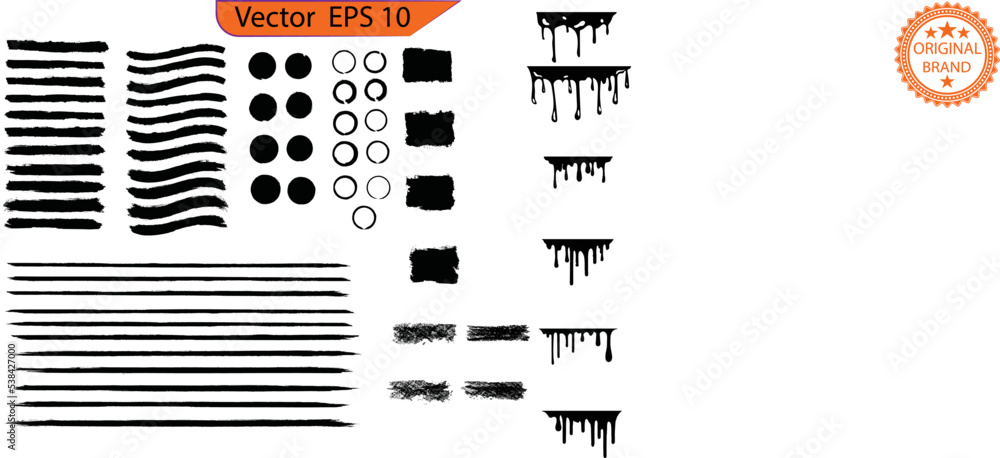 Black paint, ink brush strokes, brushes, lines set. Ink brush strokes ...