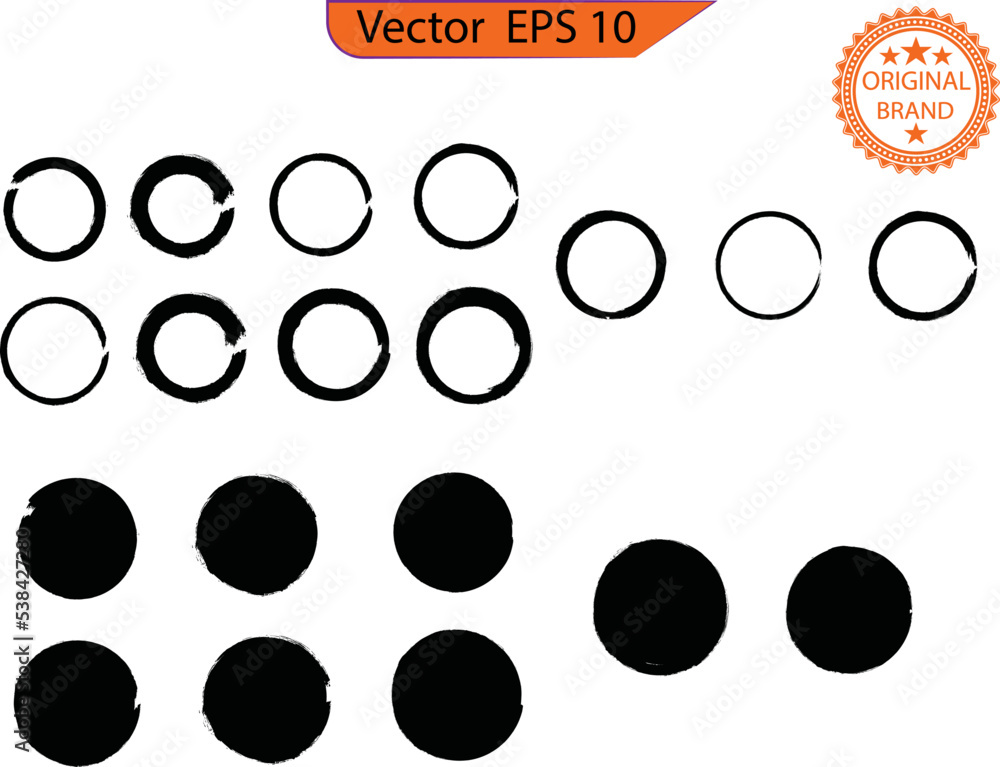 Circle shape. Label, logo design element, frame. Brush abstract wave ...