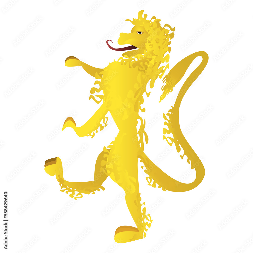 Golden lion in realistic style. Heraldic symbol, Icon. Colorful PNG ...